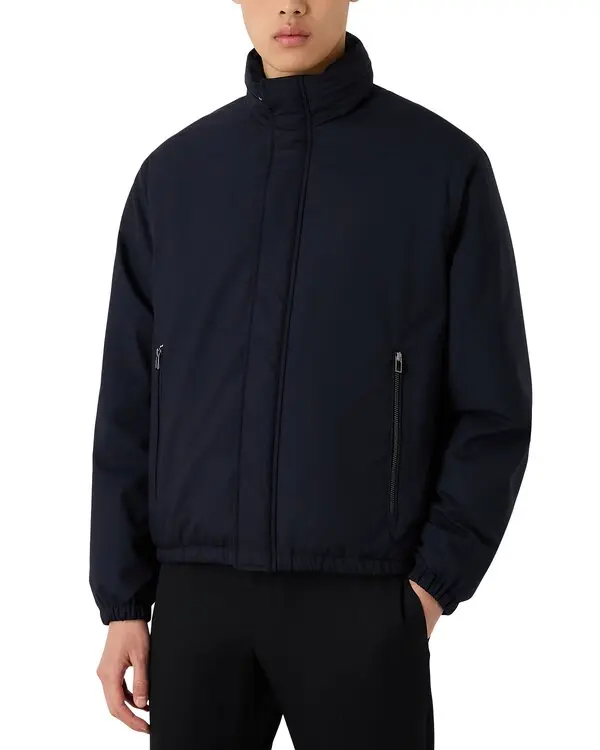 Emporio Armani Blouson Jacket In Solid Blue - 40% Off | Editorialist